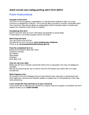 Adult social care safeguarding alert (SAF) Doc Template | pdfFiller