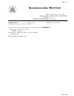 Fillable Online SCHEDULING NOTICE Fax Email Print - pdfFiller