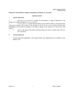 Petition for Determination of Right of Disposition of Remains of a ...