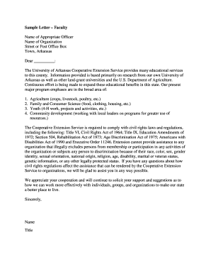 Fillable Online Sample Letter Faculty Fax Email Print - pdfFiller