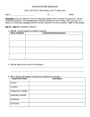 Environmental EOC Study Guide: template Doc Template | pdfFiller