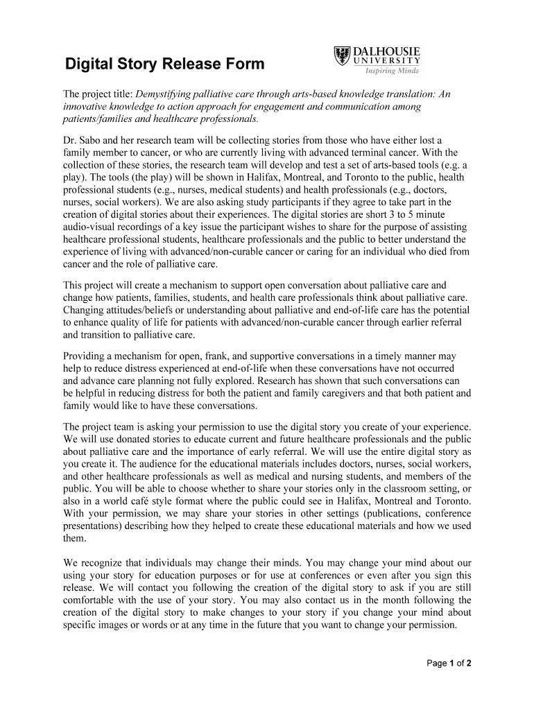 Fillable Online Digital Story Release Form Fax Email Print - pdfFiller