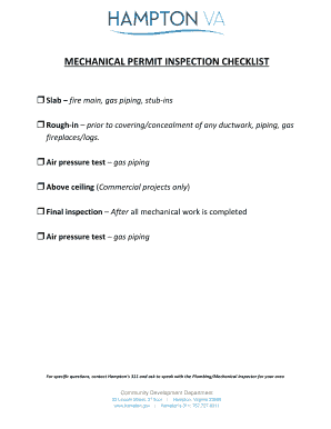 Fillable Online MECHANICAL PERMIT INSPECTION CHECKLIST Fax Email Print ...