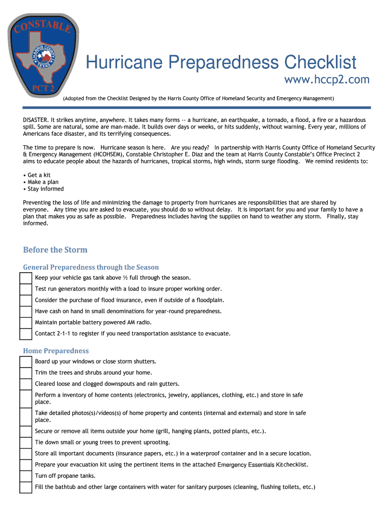 Fillable Online (Adopted from the Checklist Designed by the Harris ...