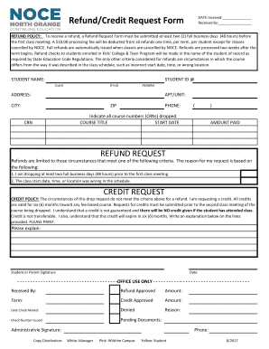 Fillable Online Refund/Credit Request Form Fax Email Print - pdfFiller