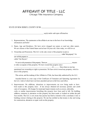 AFFIDAVIT OF TITLE - LLC Doc Template | pdfFiller