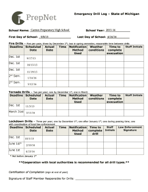 Fillable Online Emergency Drill Log State of Michigan Fax Email Print ...
