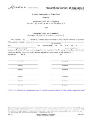 General Assignment of Disposition Doc Template | pdfFiller
