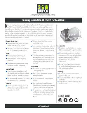 Fillable Online Housing Inspection Checklist for Landlords Fax Email ...