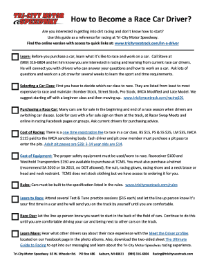Fillable Online How to Become a Race Car Driver Fax Email Print - pdfFiller
