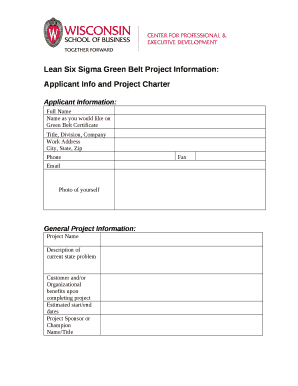 Lean Six Sigma Green Belt Project Ination: Doc Template | pdfFiller