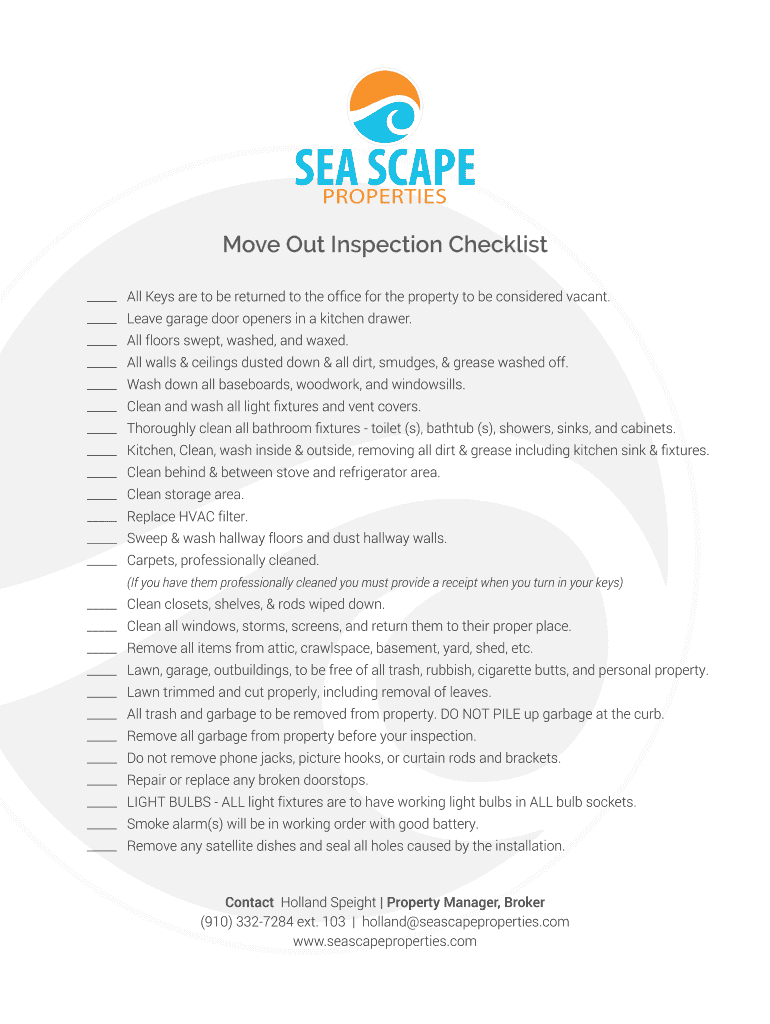 Fillable Online Move Out Inspection Checklist Fax Email Print - pdfFiller