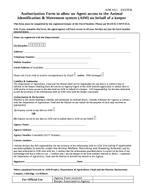 Authorisation to allow an Agent access to the Animal Identification ...