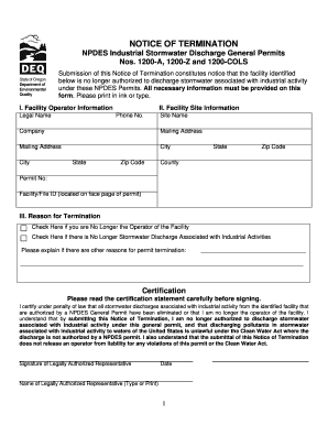 Fillable Online NPDES Industrial Stormwater Discharge General Permits Fax Email Print - pdfFiller