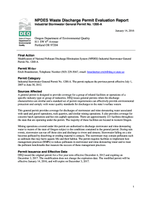 Fillable Online NPDES Waste Discharge Permit Evaluation Report Fax ...