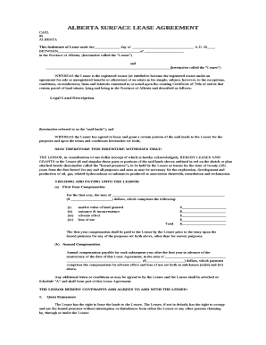 ALBERTA SURFACE LEASE AGREEMENT Doc Template | pdfFiller