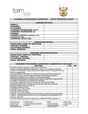 LEARNING PROGRAMME AGREEMENT- QUICK REFERENCE GUIDE Doc Template ...