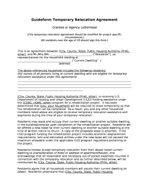 Guide Temporary Relocation Agreement Doc Template | pdfFiller