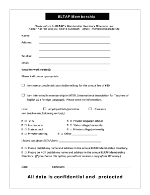 Fillable Online ELTAF Membership Fax Email Print - pdfFiller
