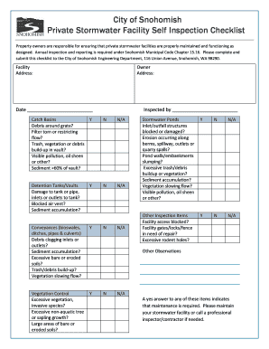 Fillable Online Private Stormwater Facility Self Inspection Checklist ...