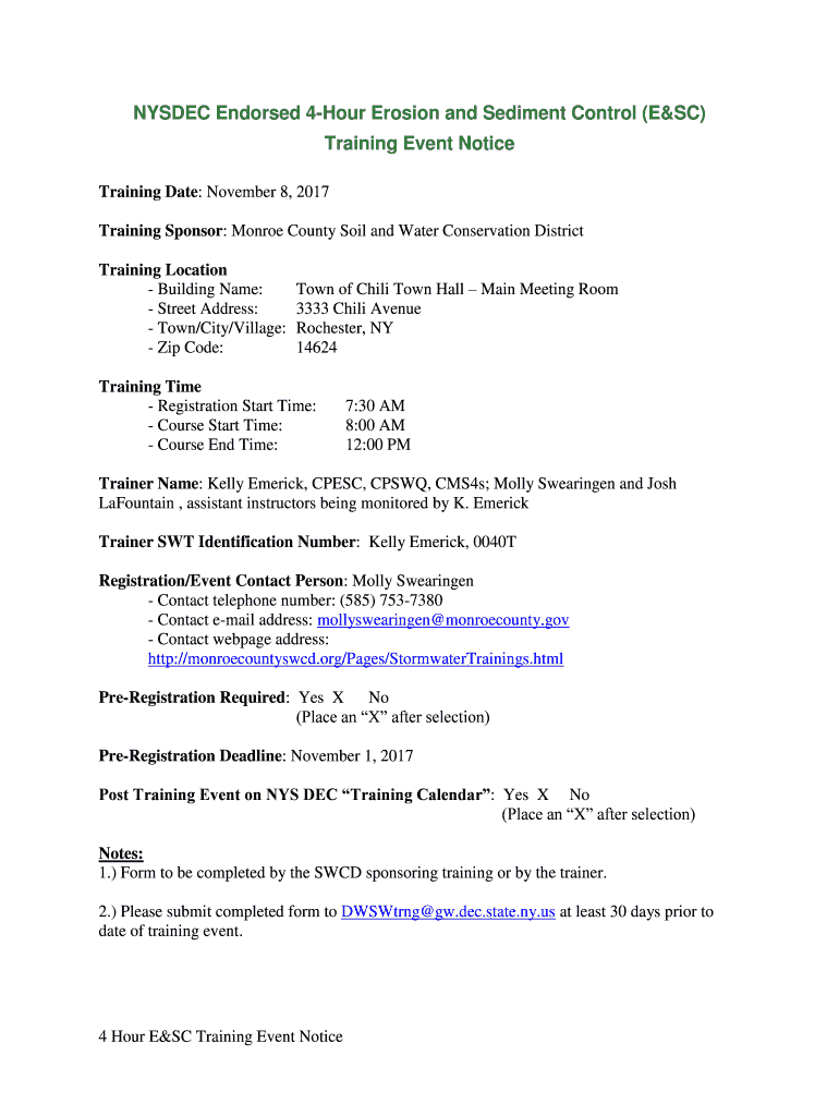 Fillable Online NYSDEC Endorsed 4-Hour Erosion and Sediment Control (E ...