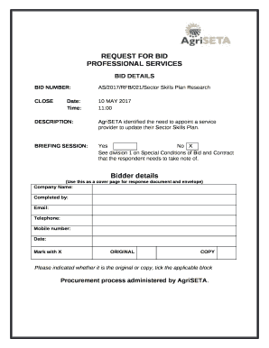 AgriSETA identified the need to appoint a service provider to update ...