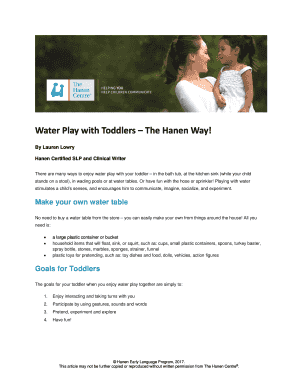 Fillable Online Water Play with Toddlers The Hanen Way Fax Email Print ...