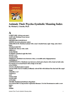 Fillable Online Animals Their Psycho-Symbolic Meaning Index Fax Email ...