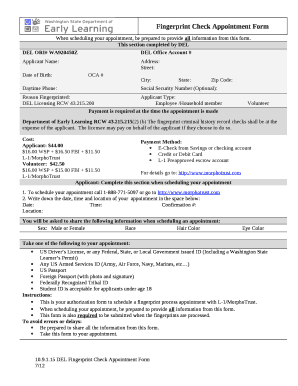 Fingerprint Check Appointment Doc Template | pdfFiller