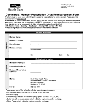 Fillable Online Commercial Member Prescription Drug Reimbursement Form ...