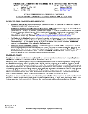 Fillable Online dsps wi INFORMATION FOR COMPLETING LICENSED MIDWIFE ...