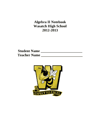 Algebra II Notebook Doc Template | pdfFiller