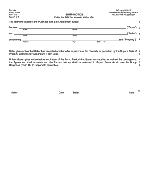 Fillable Online Bump Notice Fax Email Print - pdfFiller
