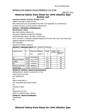 Material Safety Data Sheet for LR44 Alkaline Type Button cell Doc ...