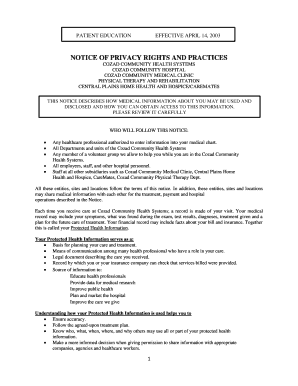 Fillable Online NOTICE OF PRIVACY RIGHTS AND PRACTICES Fax Email Print - pdfFiller