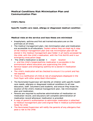 Medical Conditions Risk Minimisation Plan and Communication Plan Doc ...