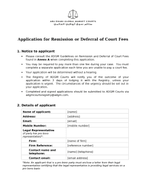 Application for Remission or Deferral of Court Fees Doc Template ...