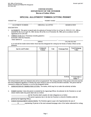 SPECIAL ALLOTMENT TIMBER CUTTING PERMIT Doc Template | pdfFiller
