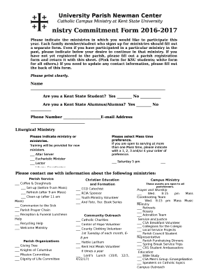 Ministry Commitment 2016-2017 Doc Template | pdfFiller