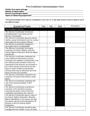 Pre Enrollment Demonstration Doc Template | pdfFiller