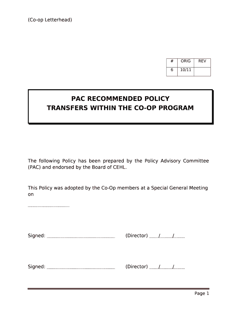 (Co-op Letterhead) Doc Template | pdfFiller