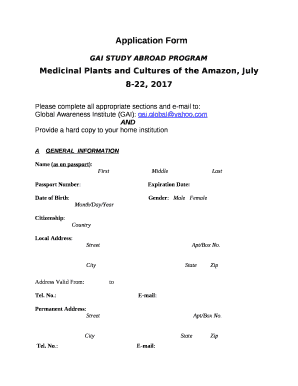 Study Abroad Application Form Templates | pdfFiller