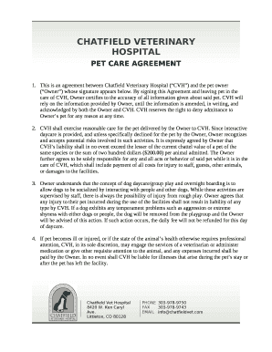 This is an agreement between Chatfield Veterinary Hospital (CVH) and ...