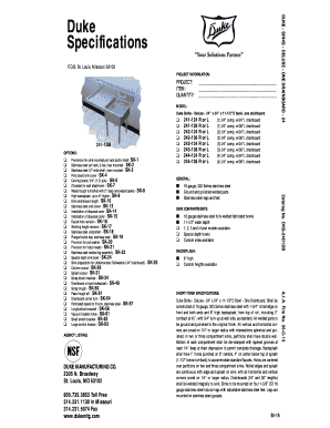 Fillable Online Duke Sinks - Deluxe - 24 x 24 x 11-1/2D bowl, one ...