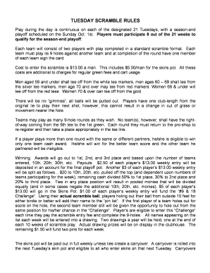 Fillable Online TUESDAY SCRAMBLE RULES Fax Email Print - pdfFiller