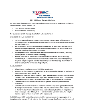 Fillable Online The USBC Senior Championships is a handicap singles ...