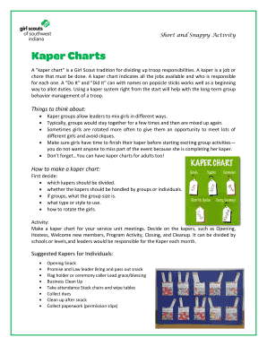 Fillable Online A "kaper chart" is a Girl Scout tradition for dividing ...
