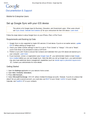 Fillable Online Set up Google Sync with your iOS device - Google Apps Help Fax Email Print ...