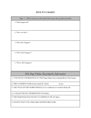 Fillable Online FIVE WS CHARTS Fax Email Print - pdfFiller