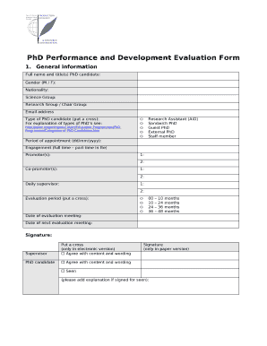 PhD Perance and Development Evaluation Doc Template | pdfFiller